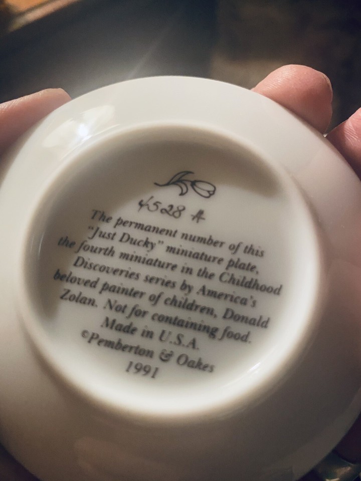 Pemberton & Oakes Donald Zolan “Just Ducky” 1991 Miniature Plate #5945B ...