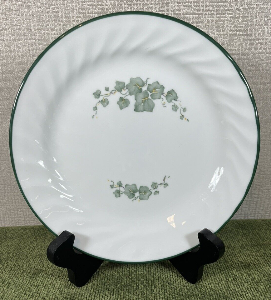 Corelle CALLAWAY Set of 4 Salad Plates White w/ Green Ivy & Swirl Edge ...