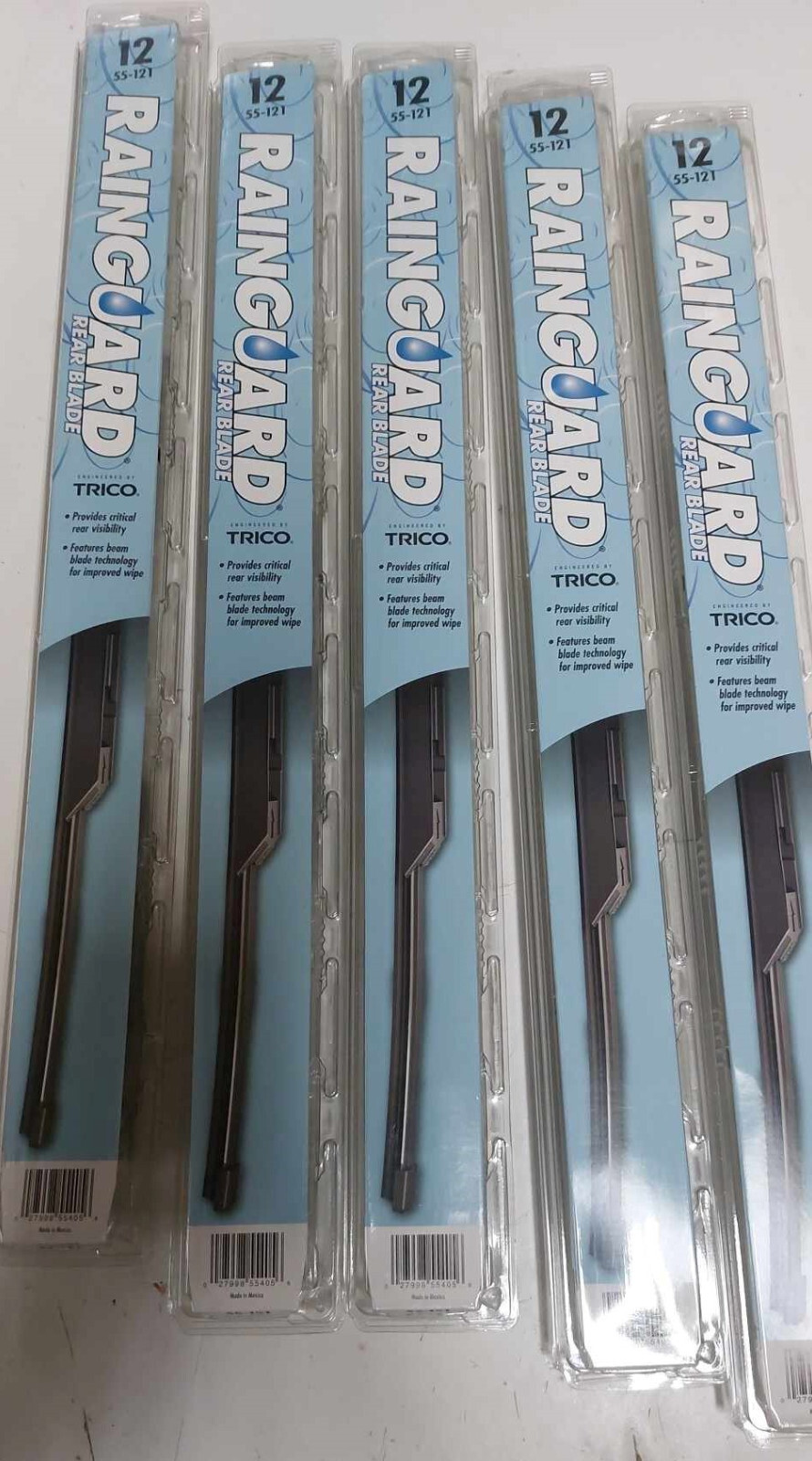 (Lot of 5) TRICO 55-122 RainGuard 12" Rear Wiper Blade, Snap Claw, Roc ...