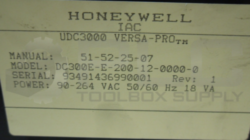 HONEYWELL DC300E-E-200-12-0000-0 CONTROLLER UDC3000 90-264 VAC 50/60 HZ ...