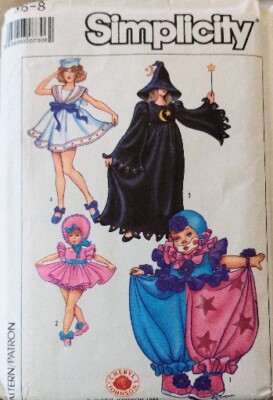 Simplicity 8834 Size 6-8 Costumes sailor witch clown baby PATTERN ...