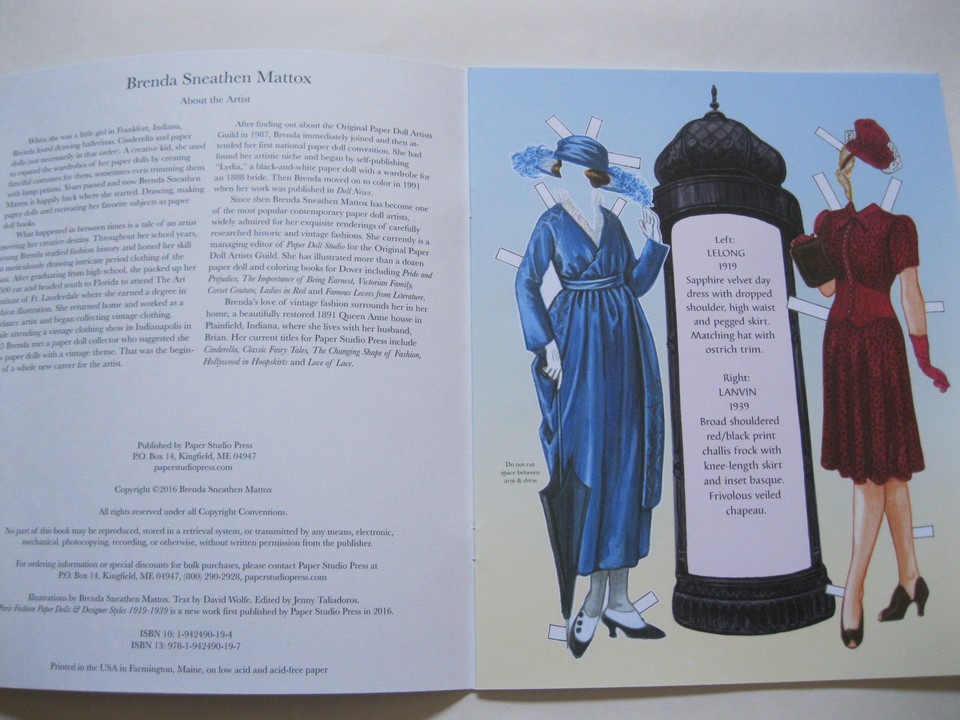 PARIS FASHION Paper Doll Book with French Designer Styles 1919-1939 | eBay