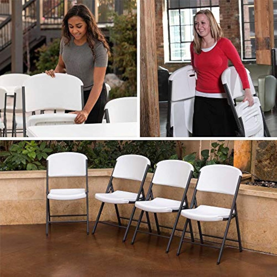 LIFETIME Commercial Grade Folding Chairs, 6 Pack, Plastic, White ...
