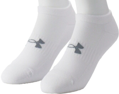 Under Armour, 2 Pk, White Athletic Training NS Socks, Mens Size 7 - 8.5 ...