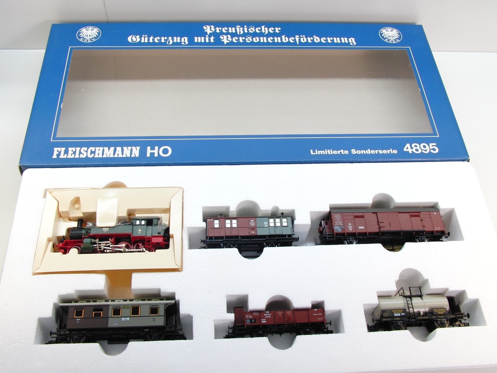 Fleischmann H0 4895 Güterzug-Set, KPEV, Licht, DC, KKK NEM, NEU in OVP ...