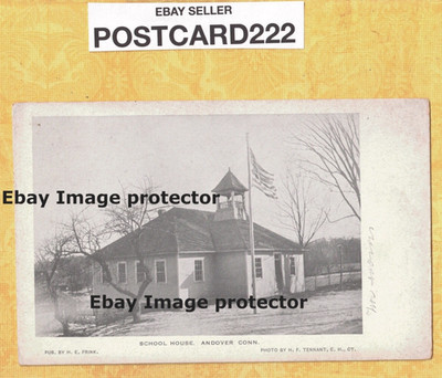 CT Andover 1908-29 antique postcard SCHOOL HOUSE BUILDING & AMERICAN ...