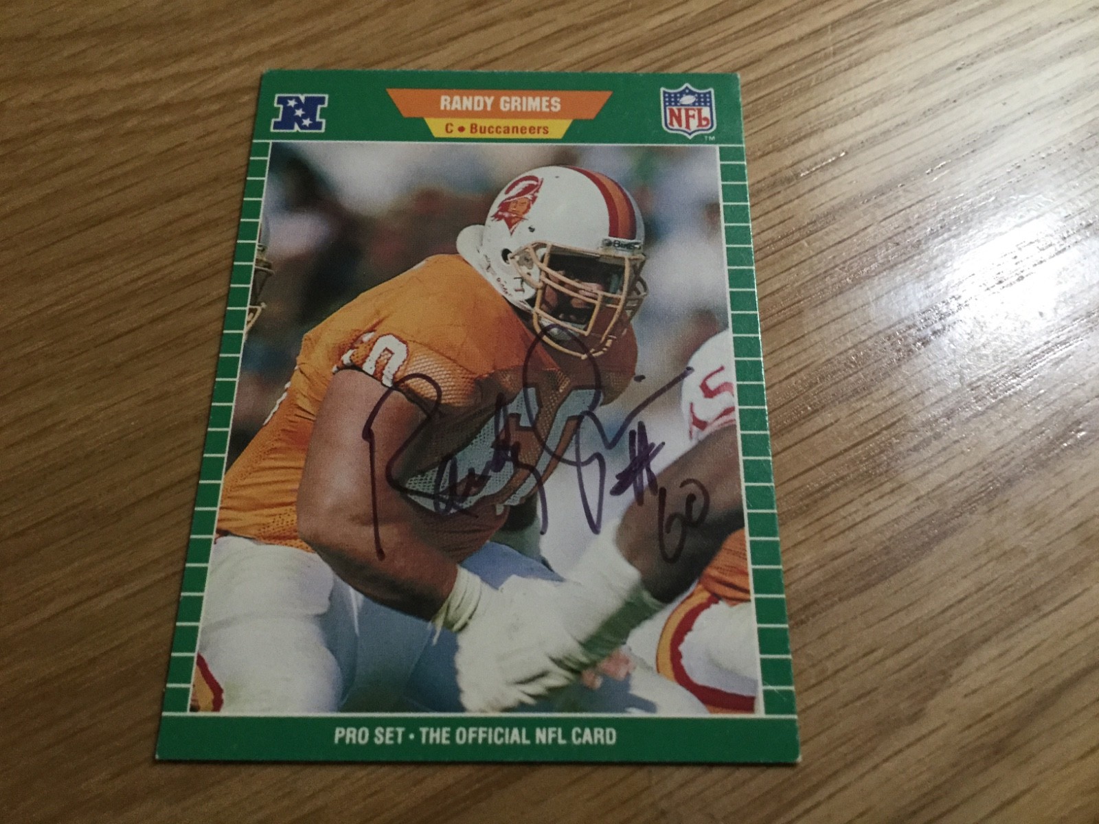 1989 Pro Set Randy Grimes Autographed Football Card Buccaneers Baylor ...