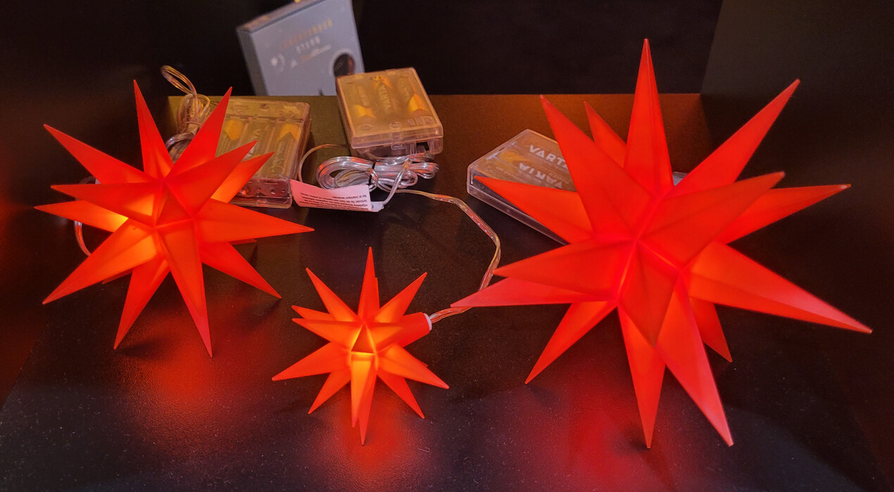 Baby-Stern 18 Zacken Rot, 8 cm LED und Timer, batteriebetrieben | eBay.de