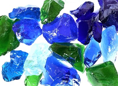 Crushed RIVER MIX Glass, 2 lbs, Large Size, for Tumbling or Decor | eBay