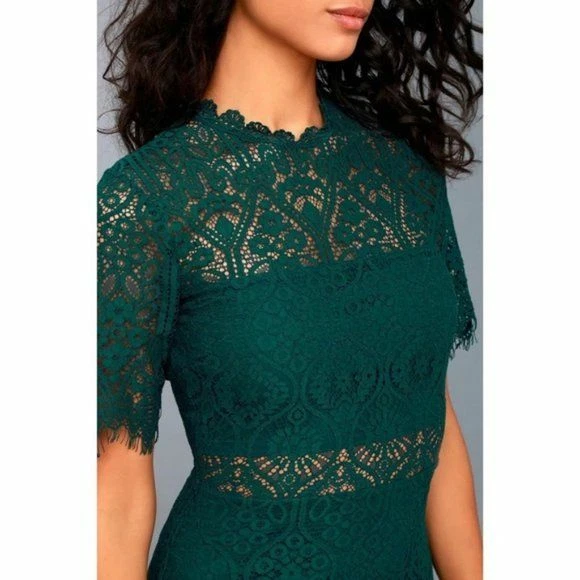 Remarkable Forest Green Lace Dress Lulus Sale
