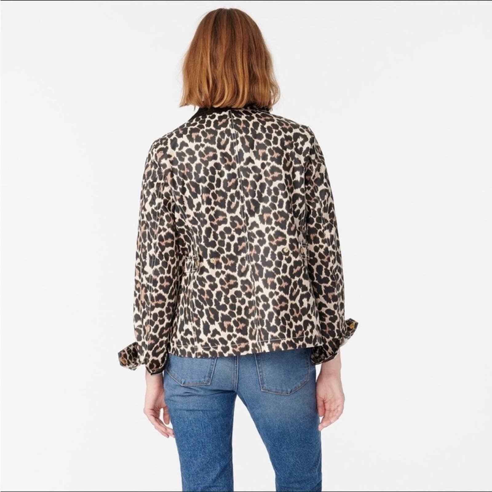 NWT J. Crew Leopard Print Rain Jacket Barn Jacket w/ Corduroy Collar | eBay