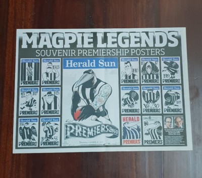 HERALD SUN 2010 NEWSPAPER LIFTOUT SHOWING MAGPIES SOUVENIR PREMIERSHIP ...