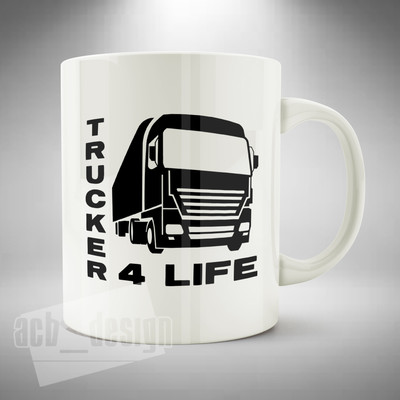 Trucker 4 Life Mug Cup Coffee Tea Hot Chocolate Lorry Scania V8 Truck ...