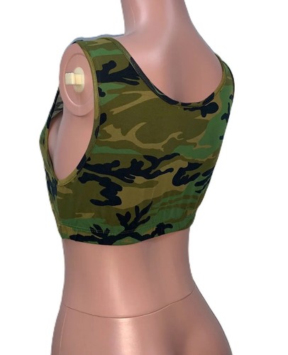 Sexy Army Green Camouflage Y2K Camo stretch fitted Midriff Sporty Crop ...