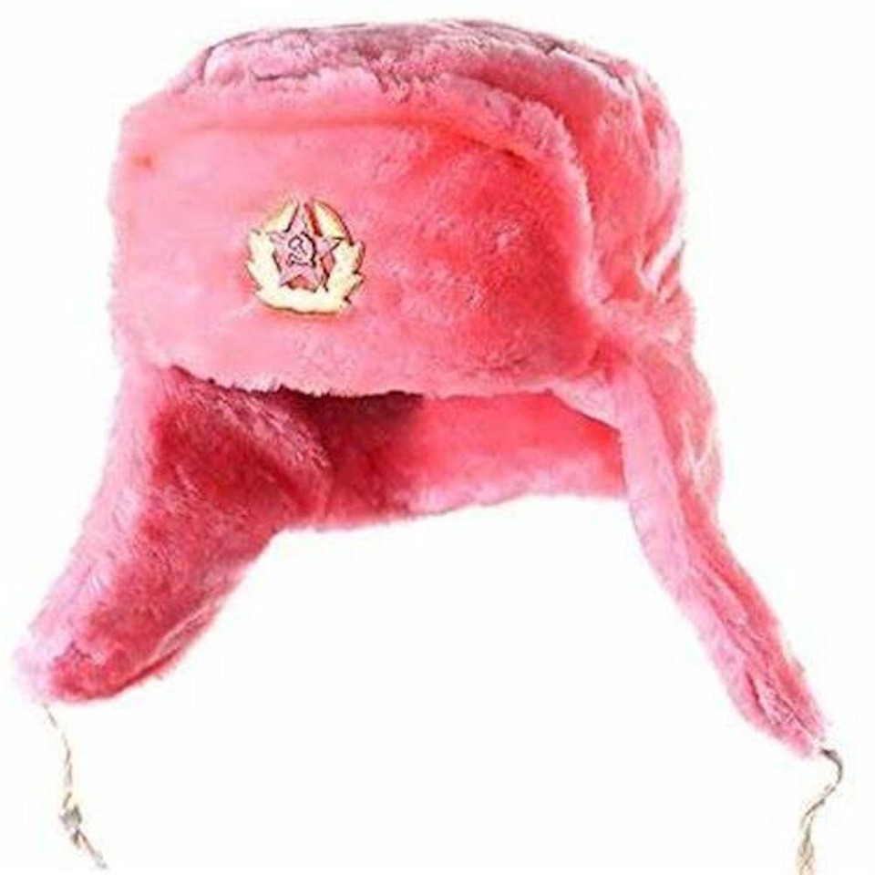 Authentic Russian Ushanka Pink Hat w/ Soviet Army Badge Emblem | eBay
