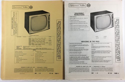 Vintage Photofact Folder 16pg. 1957 Motorola television. Models many ...