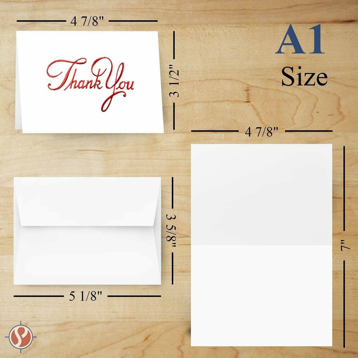 White Thank You Cards and Envelopes, Red Foil Embossed, A1 Size (25 Qty ...