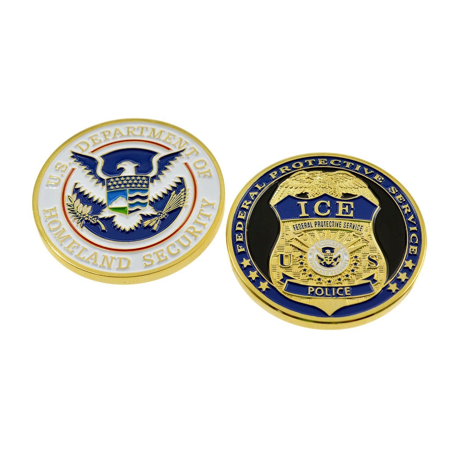 Vintage ICE FPS Federal Protective Police Challenge Coin Gold Plate 1.5 ...