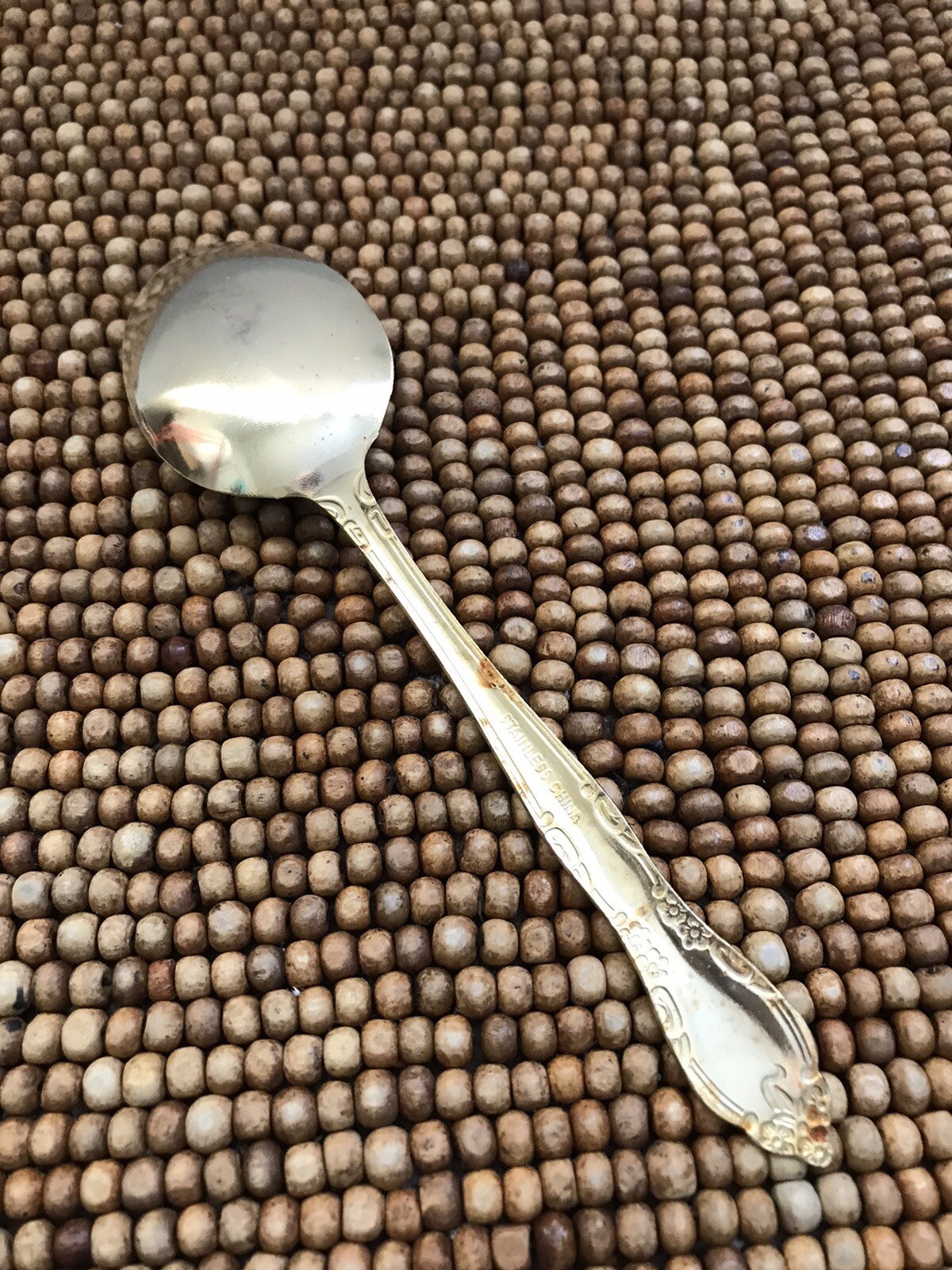 ALCO Prescott Forge Stainless 24k GOLD Plate Floral PLACE SOUP SPOON 6. ...