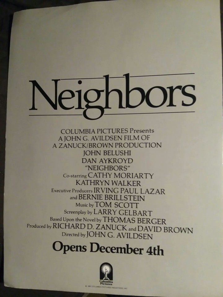 john BELUSHI dan ACKROYD NEIGHBORS 1981 Trade Ad Poster Variety ...