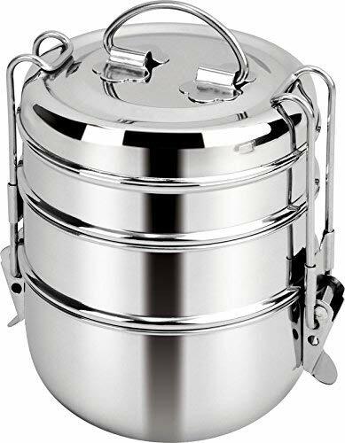 Multipurpose Stainless Steel 3 Tier Storage Box/ Lunch Box (Pack of 1 ...