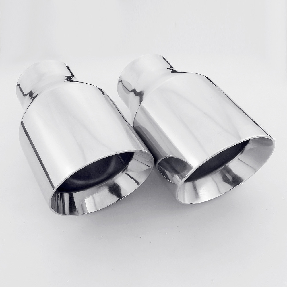 2.5" Inlet Exhaust Tips 4" Outlet Dual Wall Slanted Round For Lexus ...