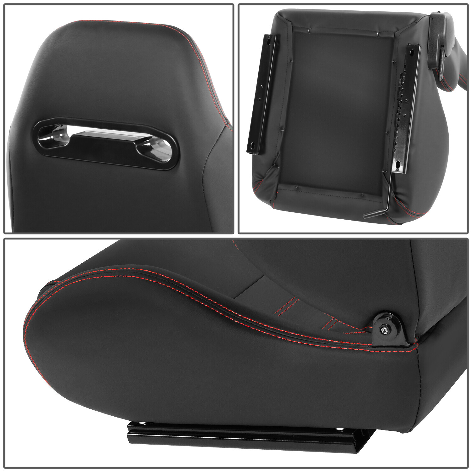 Pair Universal Black Vinyl Leather Adjustable Reclinable Racing Seats w ...