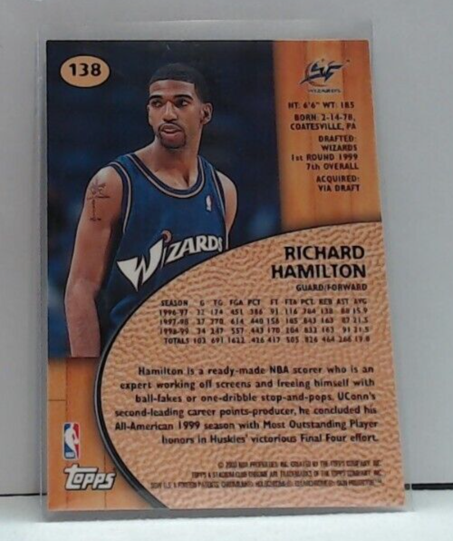1999-00 TOPPS STADIUM CLUB RICHARD RIP HAMILTON #138 WIZARDS MS | eBay