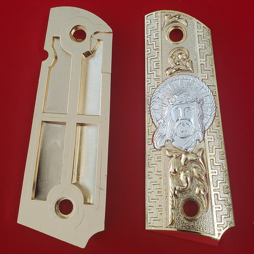 For 1911 Colt Combat Commander .45 Grips Jesus Gold 1911 Full size ...