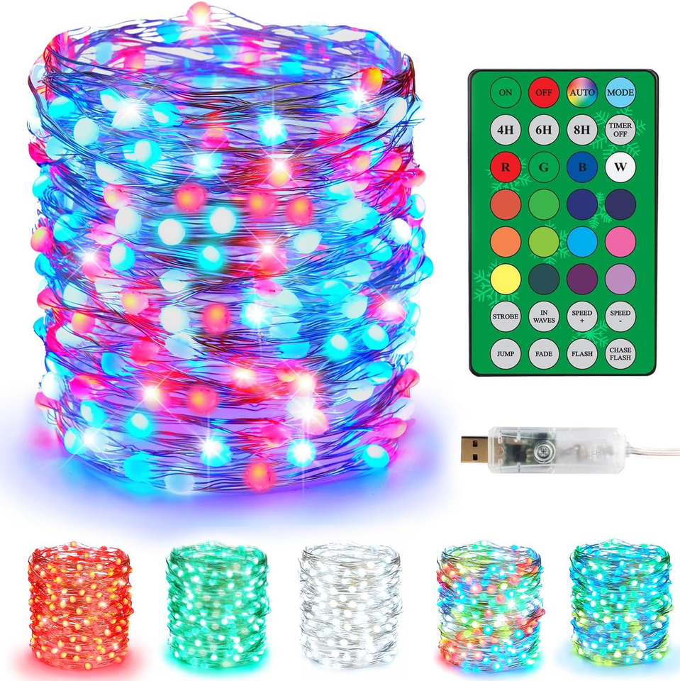 Color Changing Fairy String Lights, 33Ft 100 LED Twinkle Lights with ...