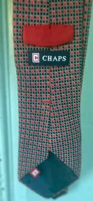 RALPH LAUREN CHAPS Handmade 100% Silk Tie Men's Red, Blue Geometric ...