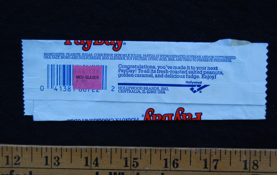 [ 1980s PayDay Candy Bar - Vintage Wrapper - Hollywood Brands ] | eBay