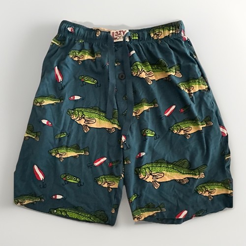 Lazy One Fish Pajama Shorts Mens Small Cotton Lake Cabin Lounge ...