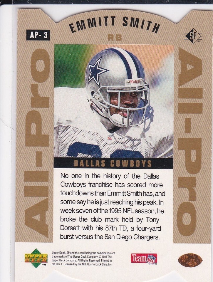 EMMITT SMITH 1995 Upper Deck SP Die-Cut RARE GOLD $$ VERSION Dallas ...