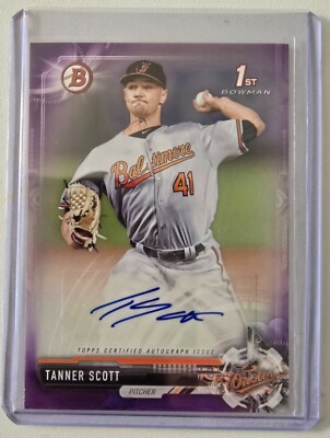 2017 Bowman Purple Ref. Tanner Scott Auto Rookie Card Orioles PA-TS 052 ...