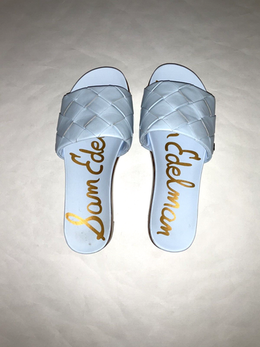 Sam Edelman Adaley Lt Blue Woven Leather Slide Sandals Size 9M | eBay