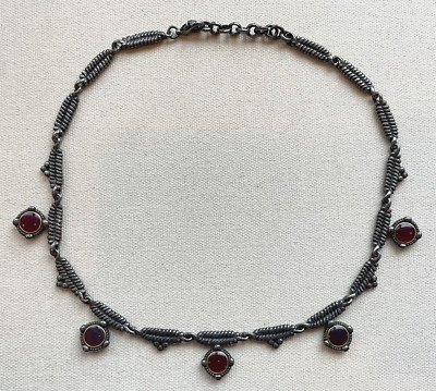 Steampunk Necklace Gunmetal Caviar Cable Link Bohemian Gothic Chain ...