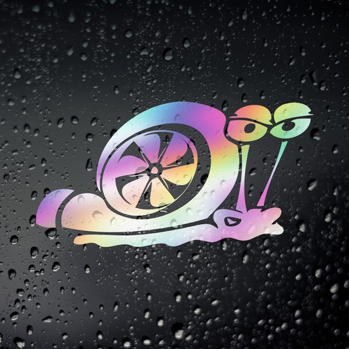 Turbo Snail Funny Car Sticker Chrome Oil Slick, JDM Drift Euro Dub ...