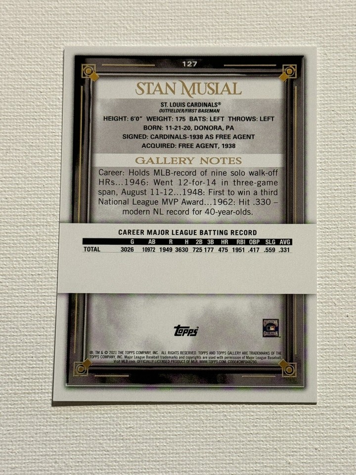 2021 Topps Gallery Stan Musial Printer Proof #127 | eBay UK