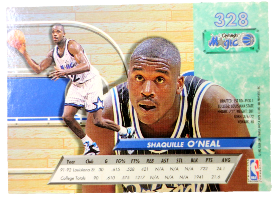1992-93 Fleer Ultra #328 Shaquille O'Neal Rookie Card Near Mint | eBay