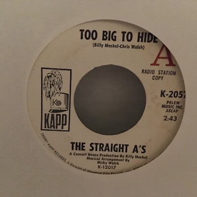 The Straight A's Too Big Too Hide / A Little Bit of This 45 Kapp Pop ...