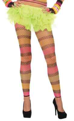 Rainbow Fishnet Leggings Club Rave Clown Fancy Dress Halloween Costume ...