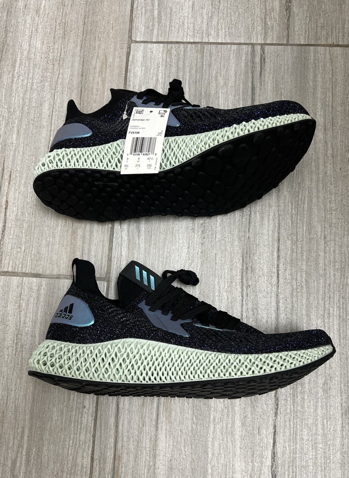 Adidas Alphaedge 4D Core Gravity Sneakers Black Blue FV6106 Men’s Size ...