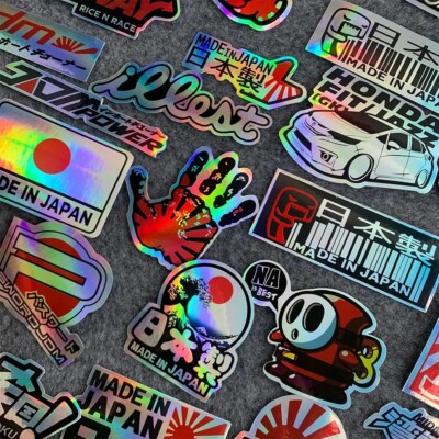 40 PCS Holographic Anime Manga JDM Motorcycle Car Decal Stickers - No ...