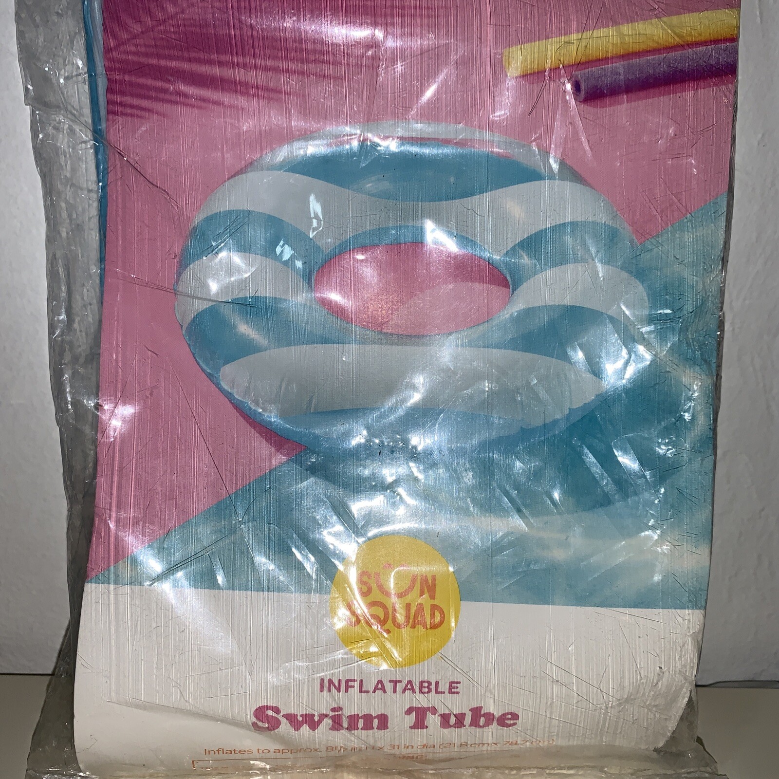 Sun Squad Inflatable Swim Tube pool Float Donught 9+ 31 in blue stripe ...