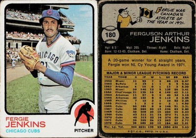 1973 Topps Baseball Card #180 Fergie Jenkins | eBay