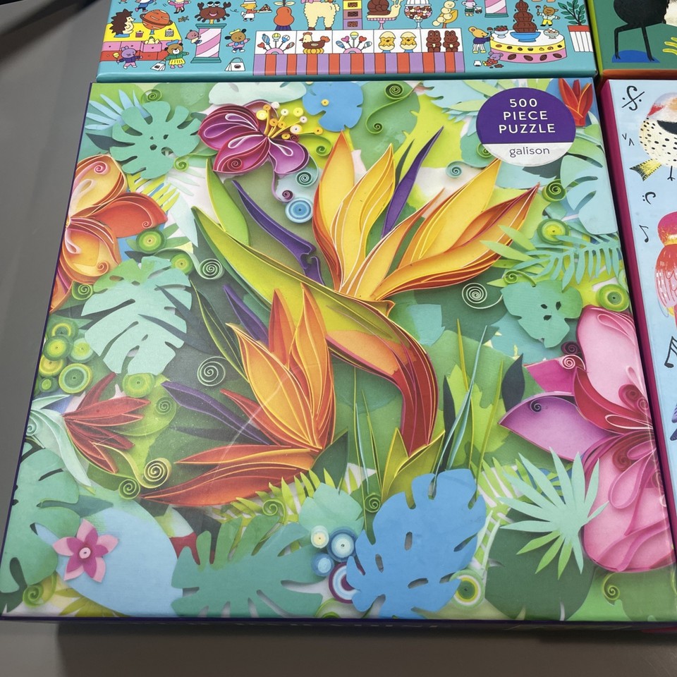 Galison Lot of 9 Puzzles 500 & 1000 Pieces Artsy Colorful Birds Nature ...