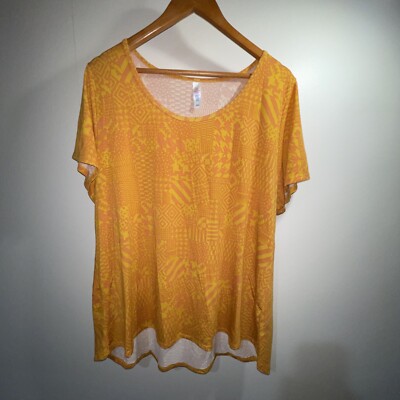 LuLaRoe Womens Orange Short Sleeves Scoop Neck Top Size 2XL | eBay