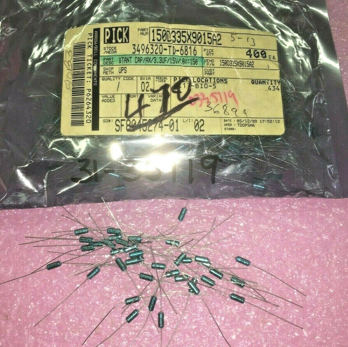 (20 PIECE LOT) 150D335X9015A2, VISHAY, Cap Tant Solid 3.3uF 15V 10% ...