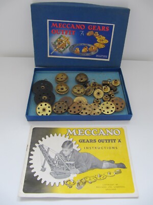 Meccano Gears Outfit A Box. Instructions. Mixed bundle of cogs and ...